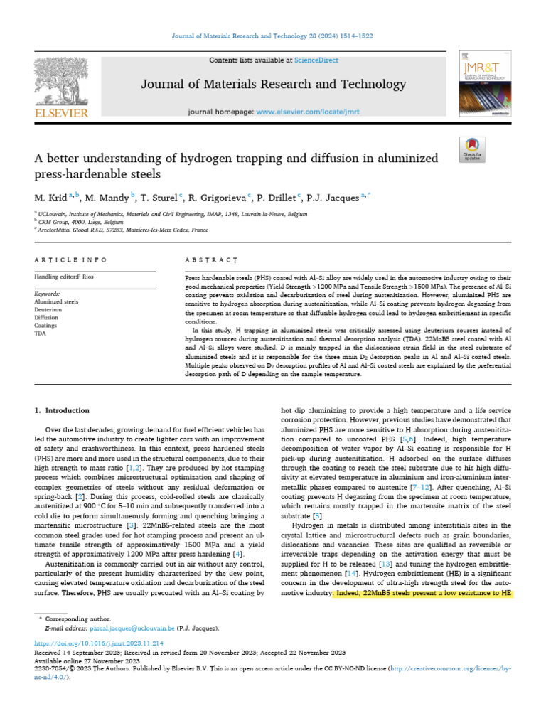 2024 Krid_A better understanding of hydrogen trapping and diffusion in aluminized press ...