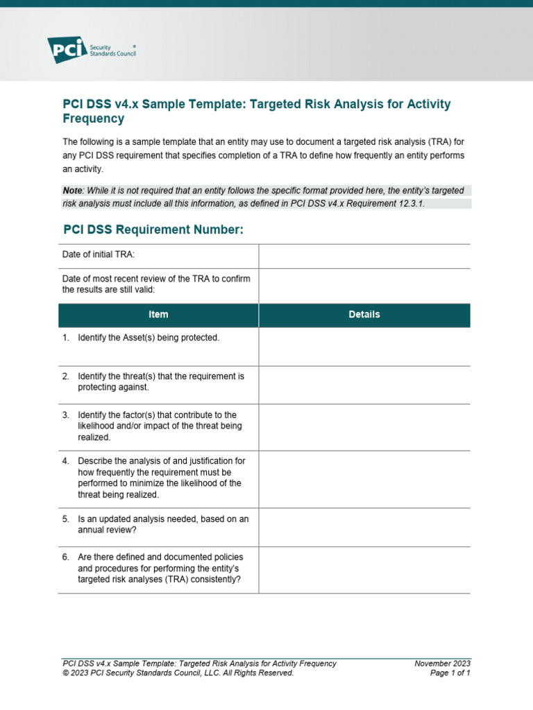 PCI-DSS-v4.x-Sample Template - TRA - Activity-Freq | PDF
