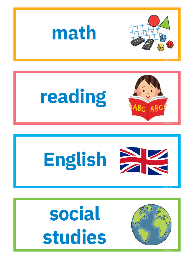 School subjects labels | PDF