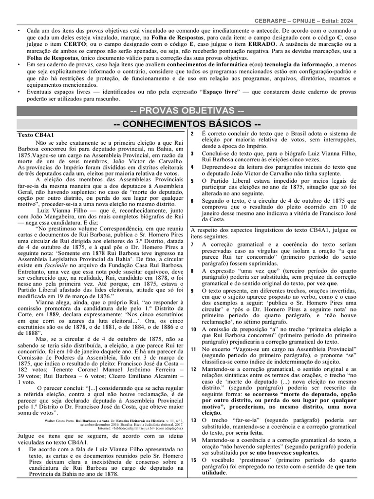 Cespe Cebraspe 2024 Tse Tecnico Judiciario Area Administrativa Especialidade Agente Da Policia ...