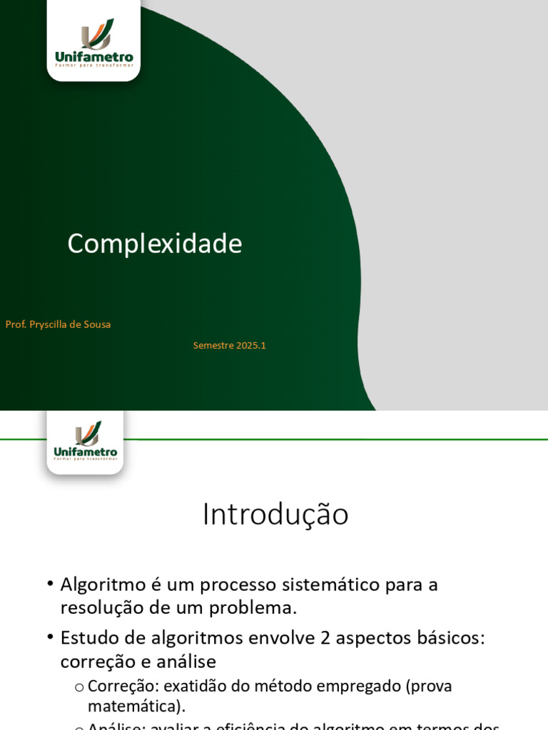 Aula 02 - Estrutura de Dados | PDF | Algoritmos | Complexidade do tempo