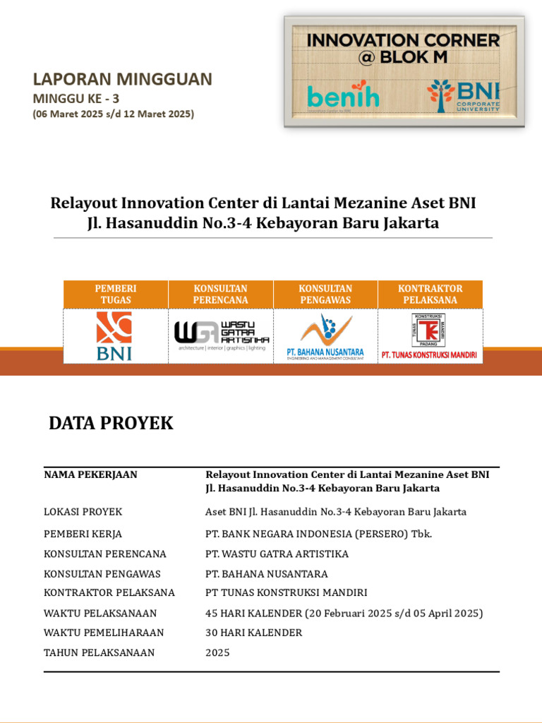 M3 - Bobot Progress Renov Innovation Hub Aset BNI Blok M | PDF