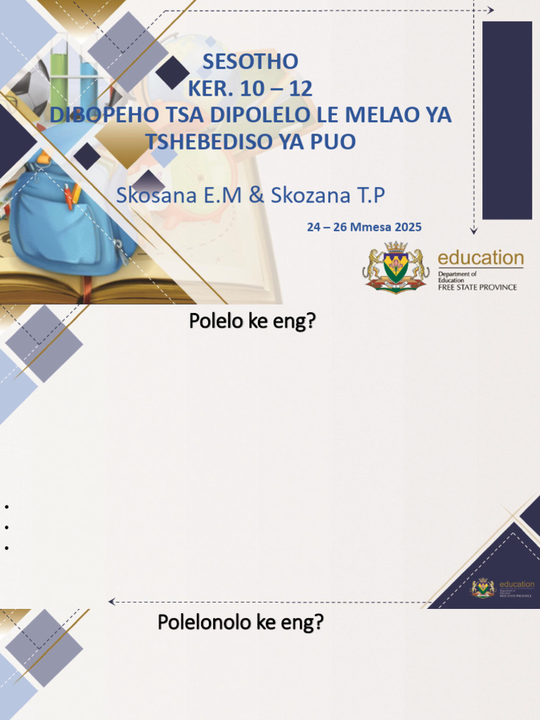 Presentation On Dipolelo Le Dipolelwaana | PDF | Languages Of Africa ...