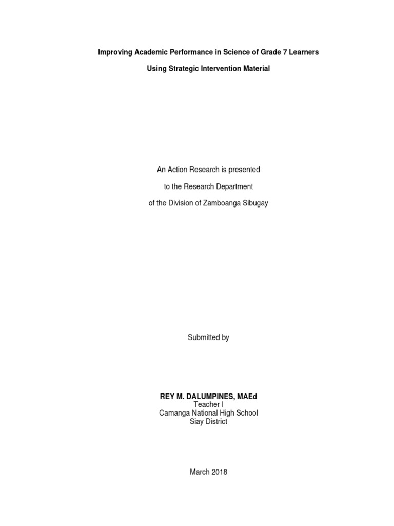 Improving Academic Performance in Scienc | PDF | Learning | Science