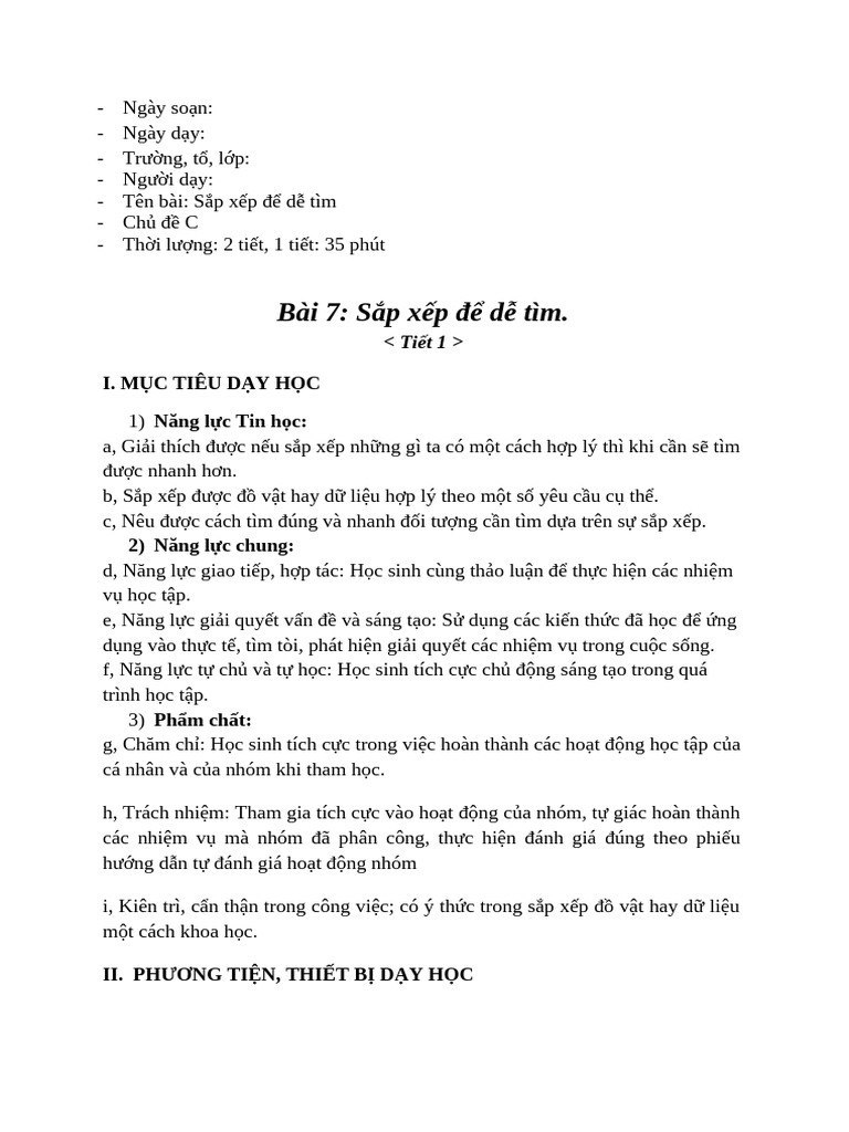 Bài 7 - Sắp xếp để dễ tìm | PDF