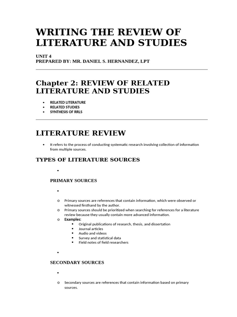 Writing The Review of Literature and Studies | PDF | Citation | Apa Style