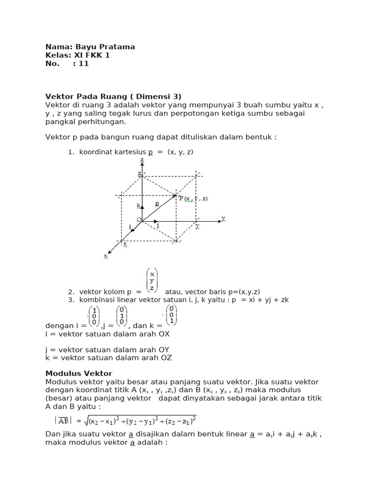 Modul Vektor Dimensi 3 | PDF