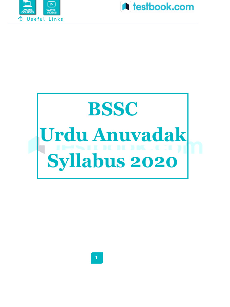 BSSC Urdu Anuvadak Syllabus 2020 | PDF | Urdu | Linguistics