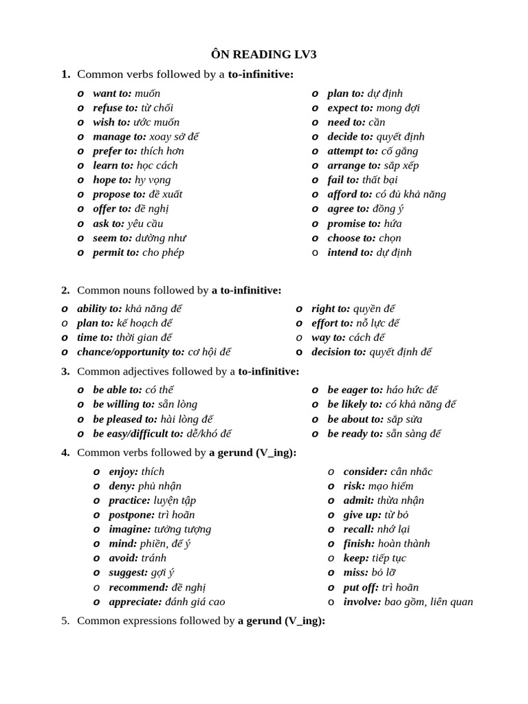 ÔN READING WRITING LV3 | PDF