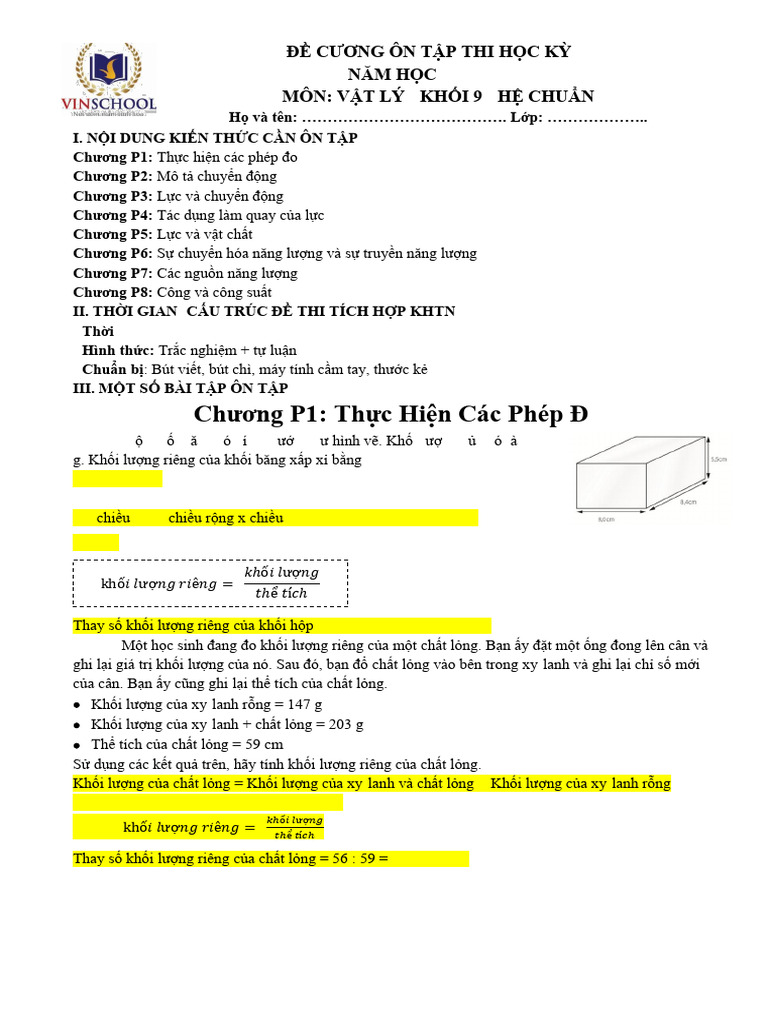 CK2_Đề Cương Vật Lý 9 Vins Harmony_DA (1) | PDF