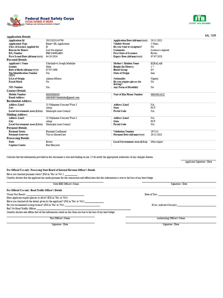 Nigeria Driver's Licence | PDF