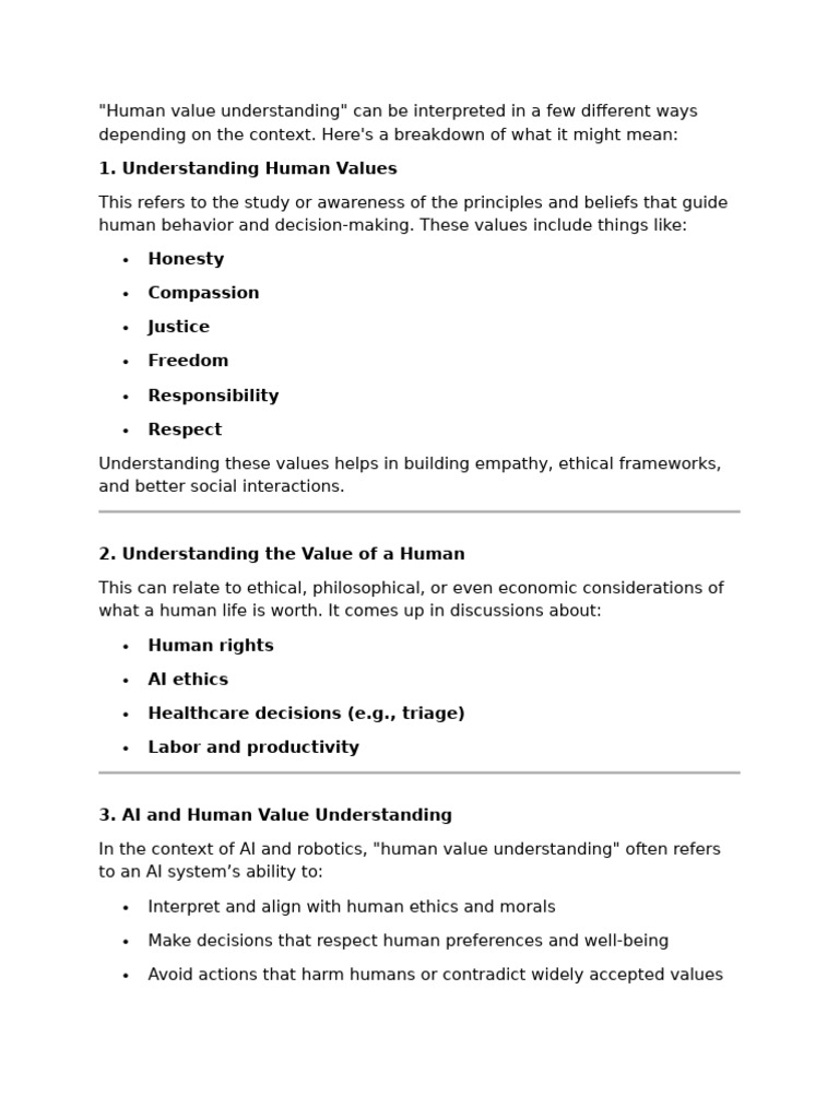 Understanding Human Values and Ethics | PDF