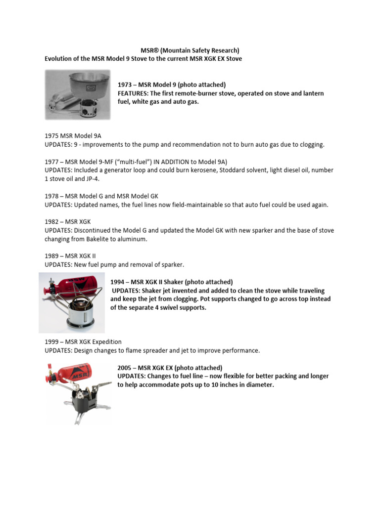 MSR Model 9 To XGK EX Timeline | PDF | Fuels