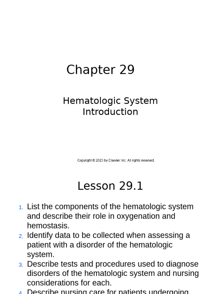 MS - CH 29 - Hematologic System Introduction | PDF | Blood | Blood Cell