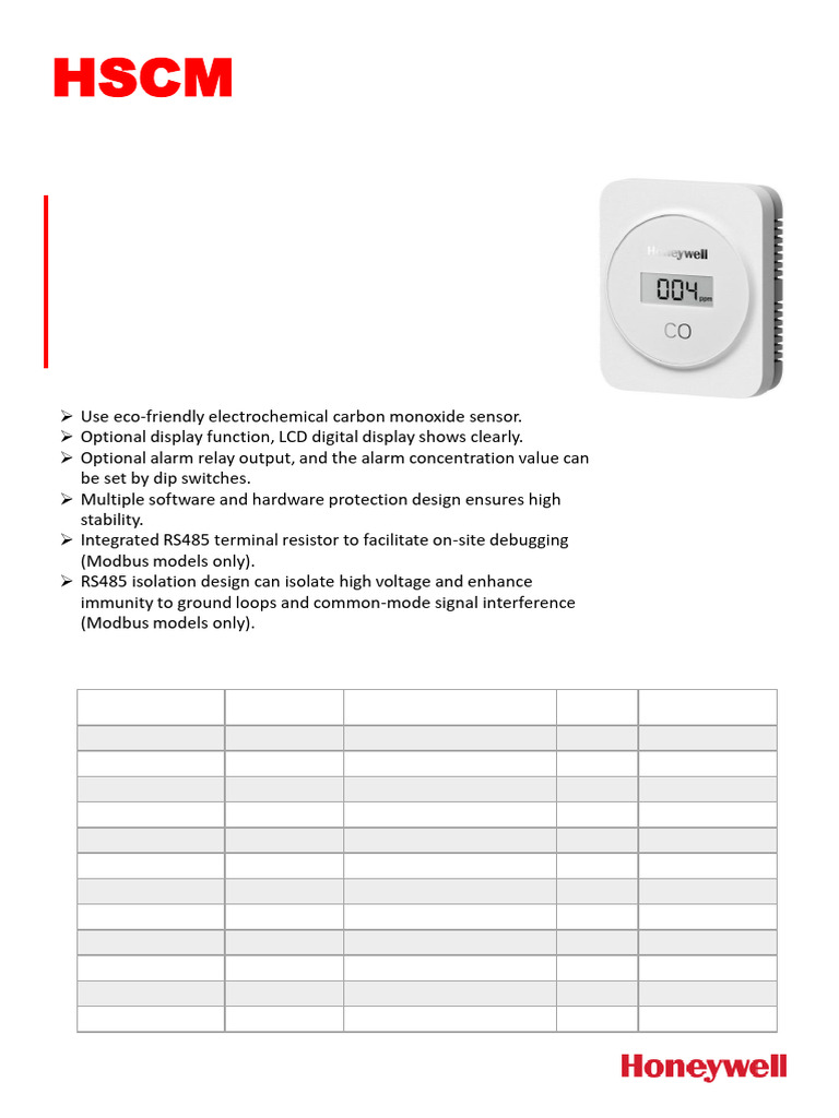 HSCM Series Carbon Monoxide Sensors | PDF | Oxide | Electrical Engineering