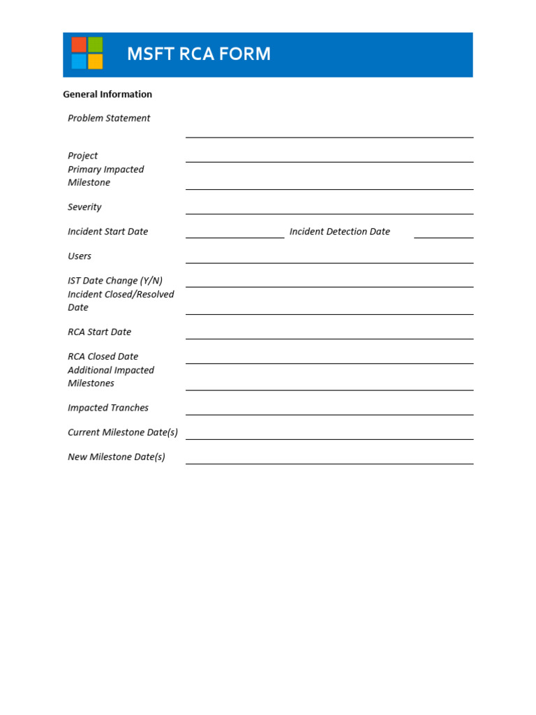Root Cause Analysis (RCA) Template | PDF | General Contractor