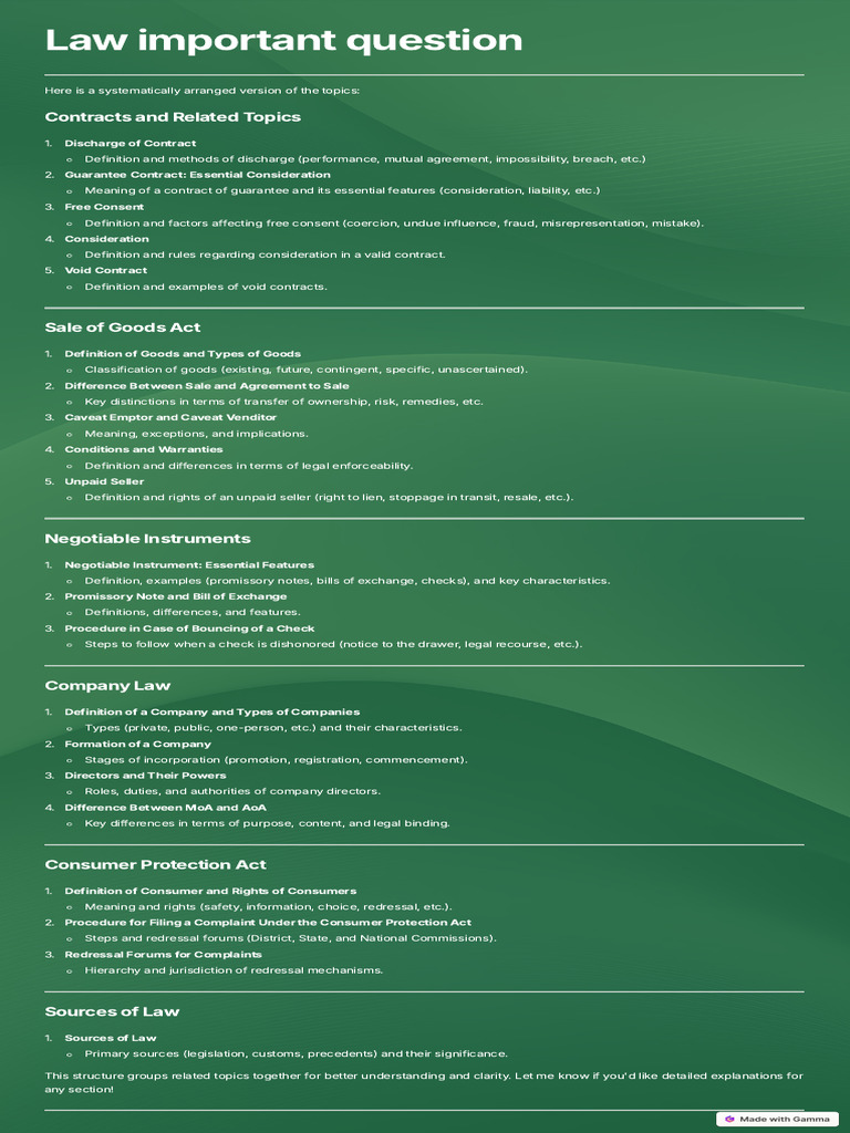 Short Law Important Question | PDF | Negotiable Instrument | Justice