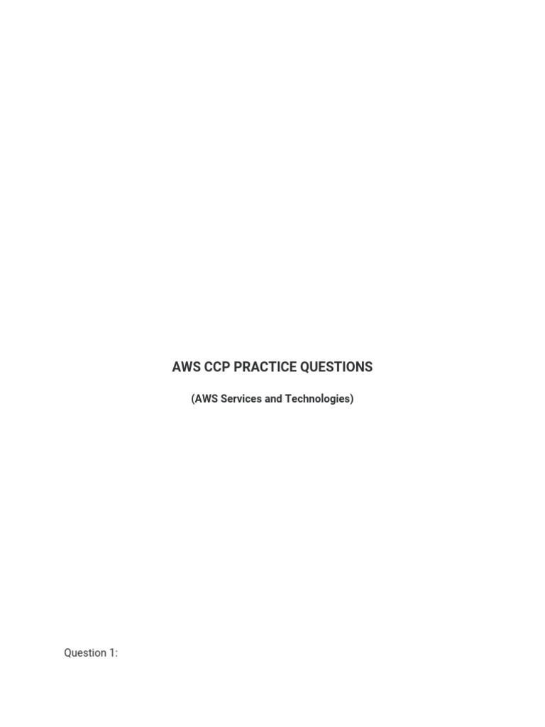 AWS CCP Practice Questions (Other AWS Technologies) | PDF | Amazon Web Services | Cloud Computing