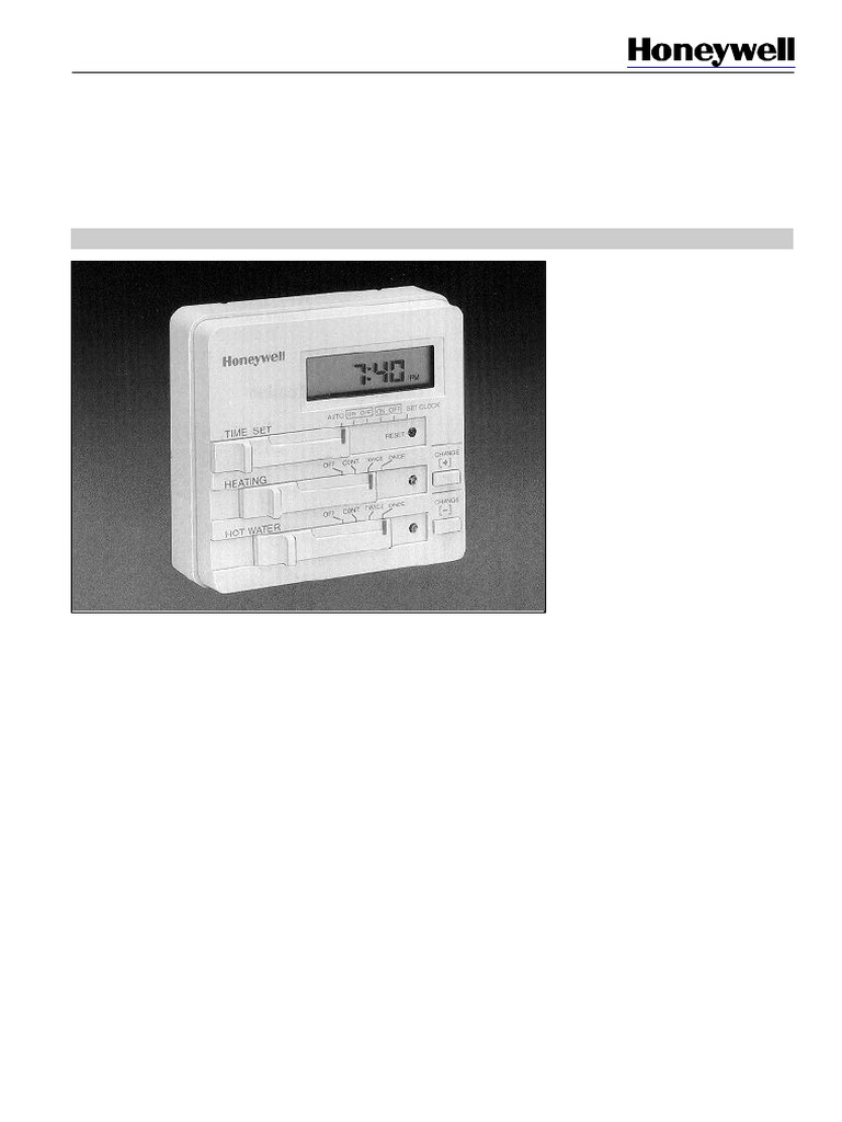 Honeywell st699 Dual Zone Central Heating Timer Data Sheet | PDF ...