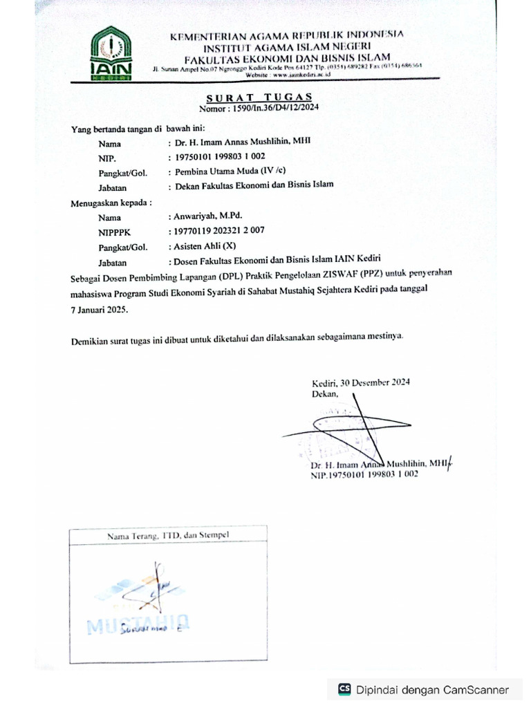 Surat Tugas DPL PPZ 7 Januari 2025 | PDF