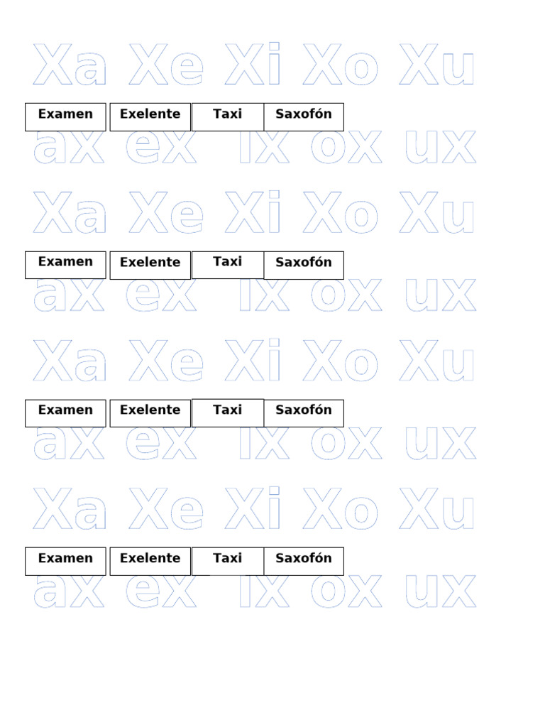Palabras con Xa, Xe, Xi, Xo, Xu | PDF