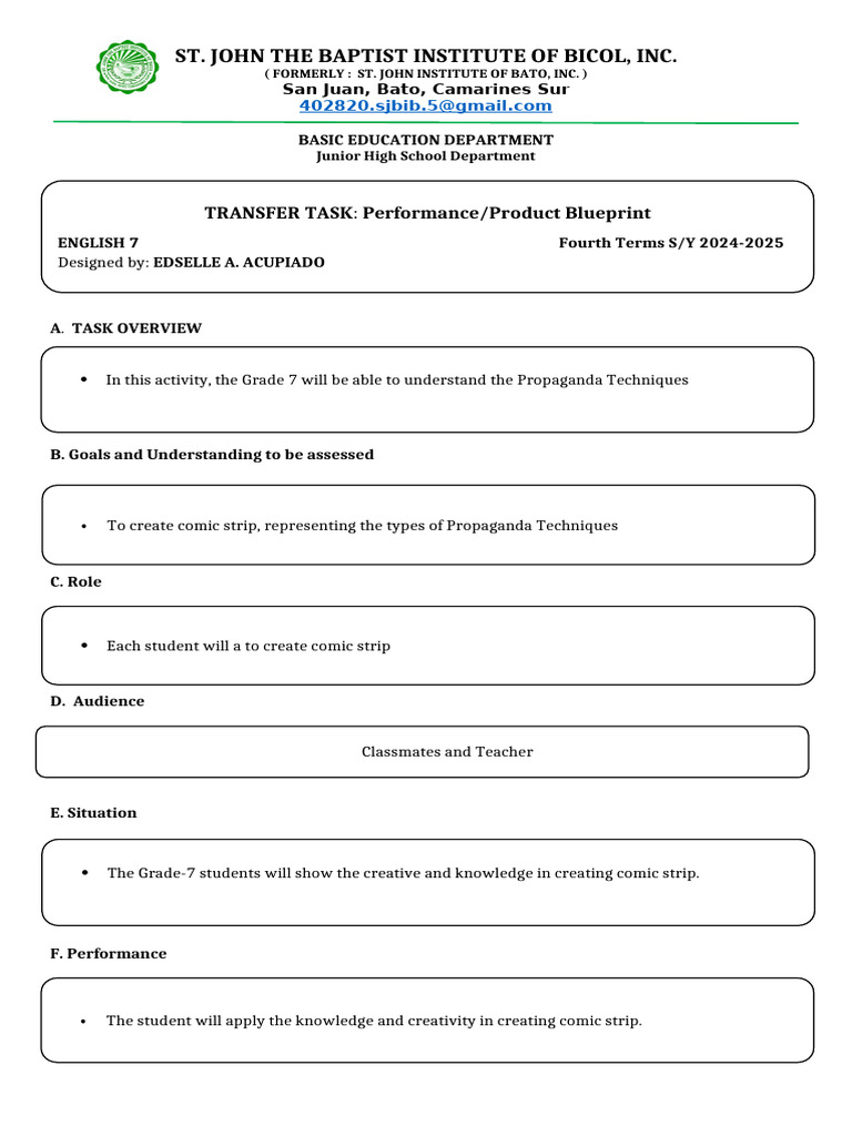 PTA English 7 4th GRADING 2024-2025 | PDF