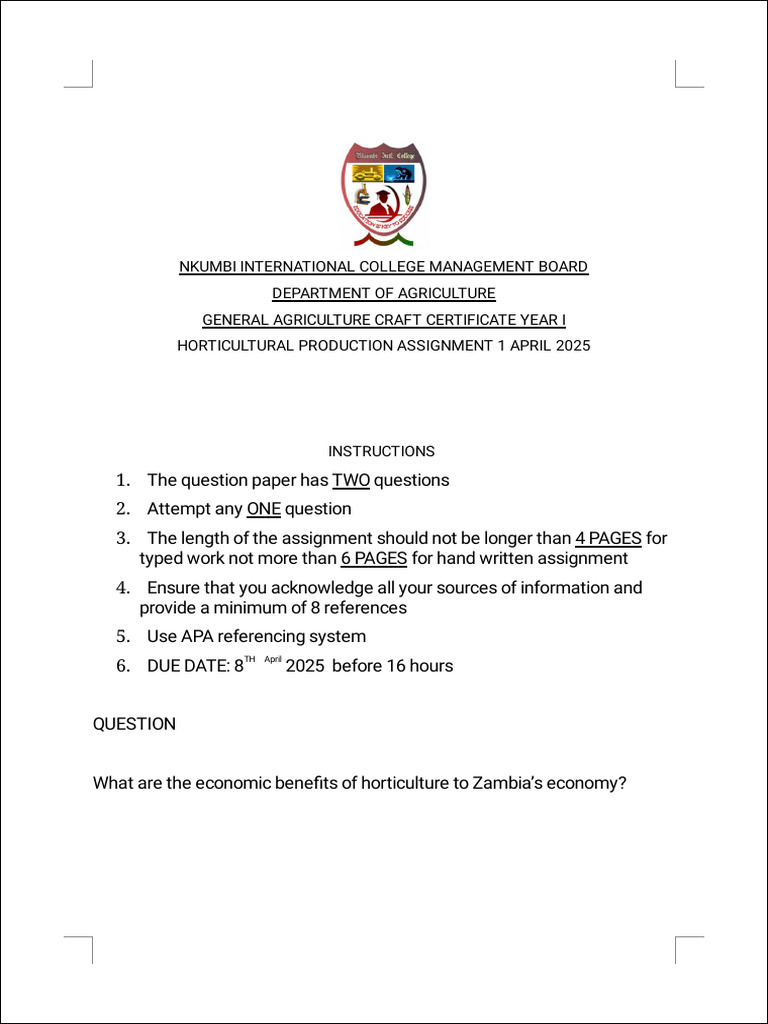 Assignment 1 Horticulture | PDF
