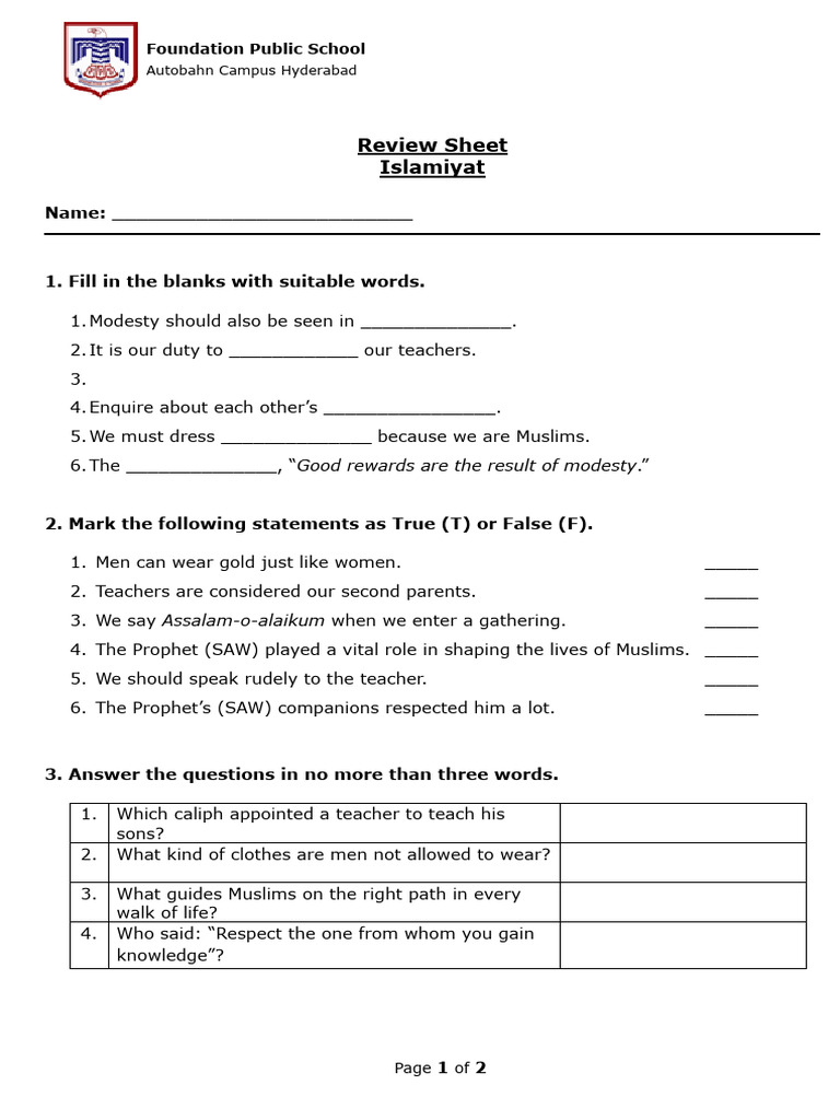 Review Islamiyat | PDF | Abrahamic Religions | Clothing