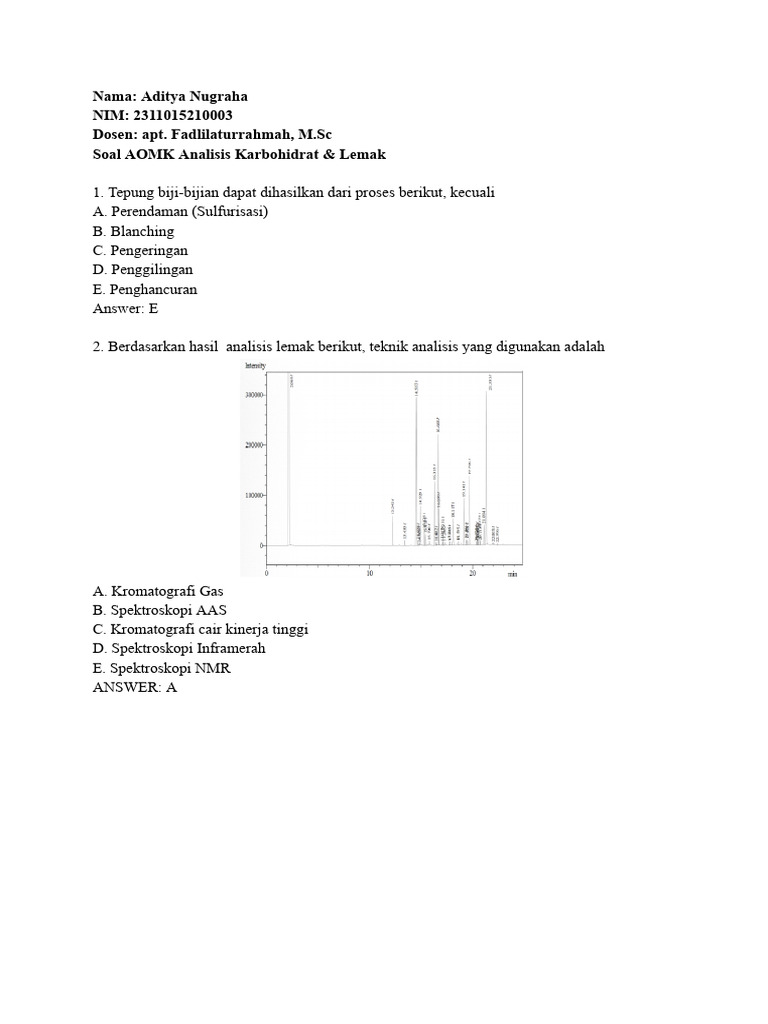 Analisis Karbohidrat dan Lemak AOMK | PDF