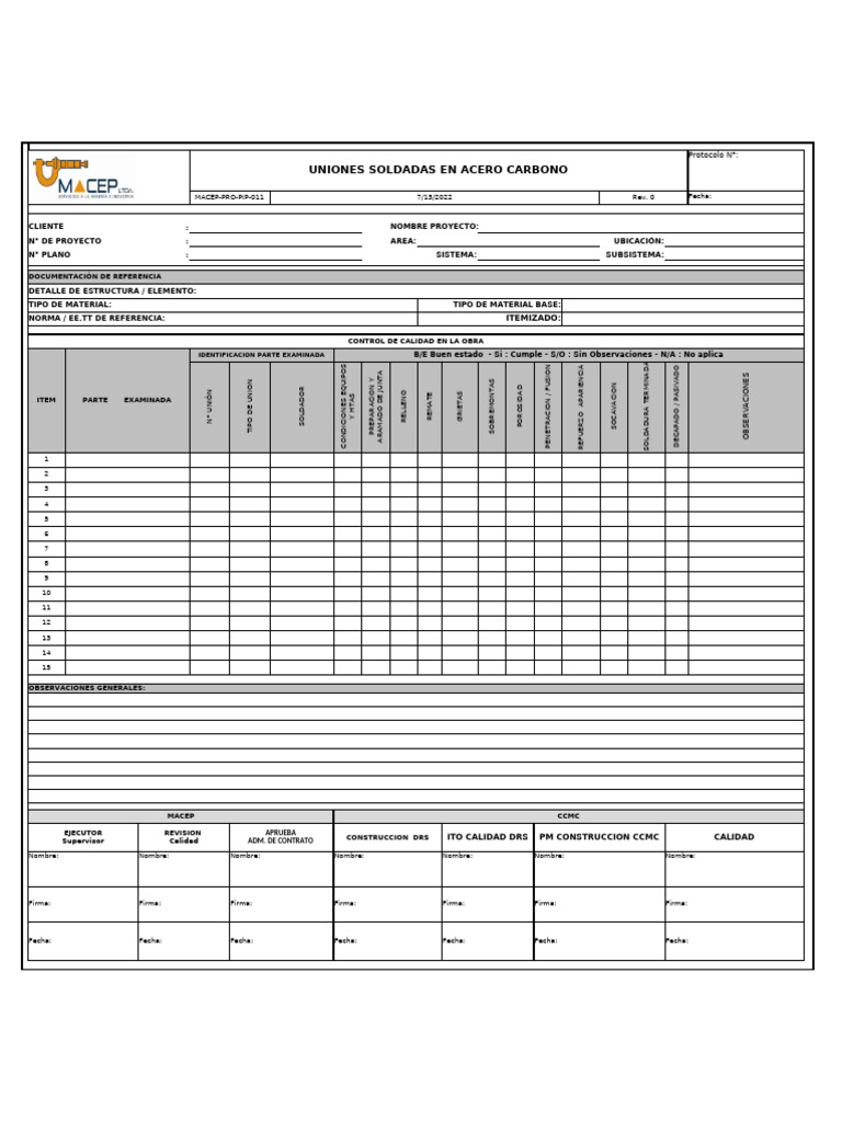 Macep CCMC PT 011 - 0 Uniones Soldadas Ac | PDF | Soldadura | Construcción