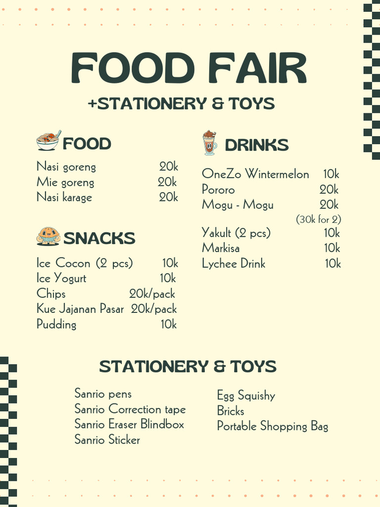 Snack Menu with Prices and Options | PDF