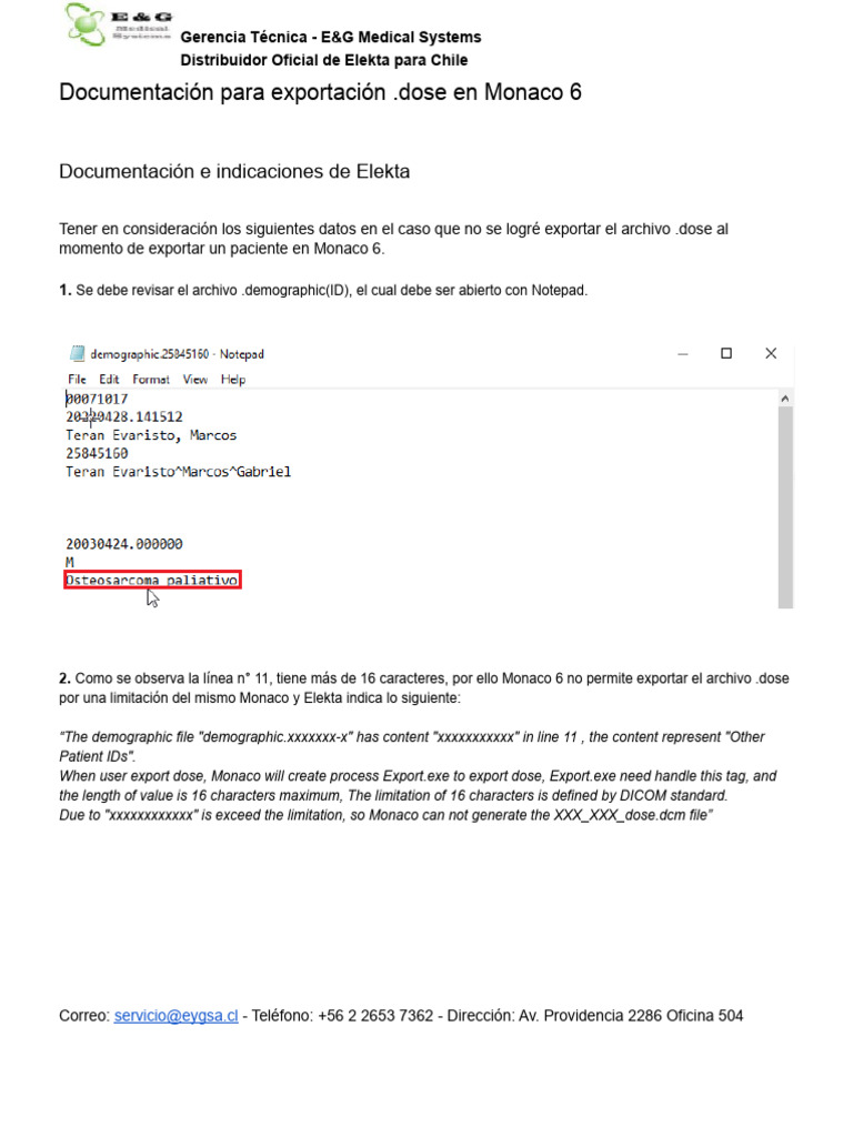 Documentación para Exportación .Dose en Monaco 6 | PDF