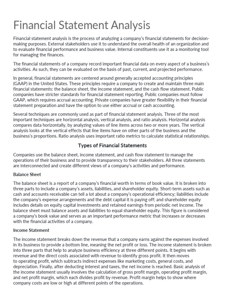 Financial Statement Analysis | PDF | Cash Flow Statement | Equity (Finance)