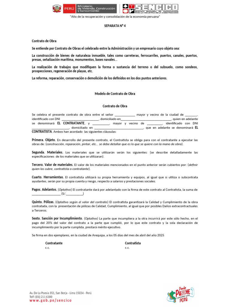 Separata #4 El Contrato de Obra | PDF | Topografía