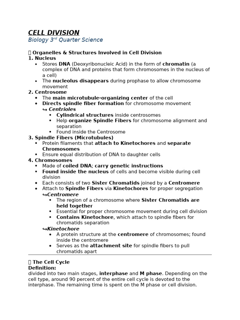 Organelles Cell Division-Cell Cycle-2m Phase-Gametogenesis - Biology ...