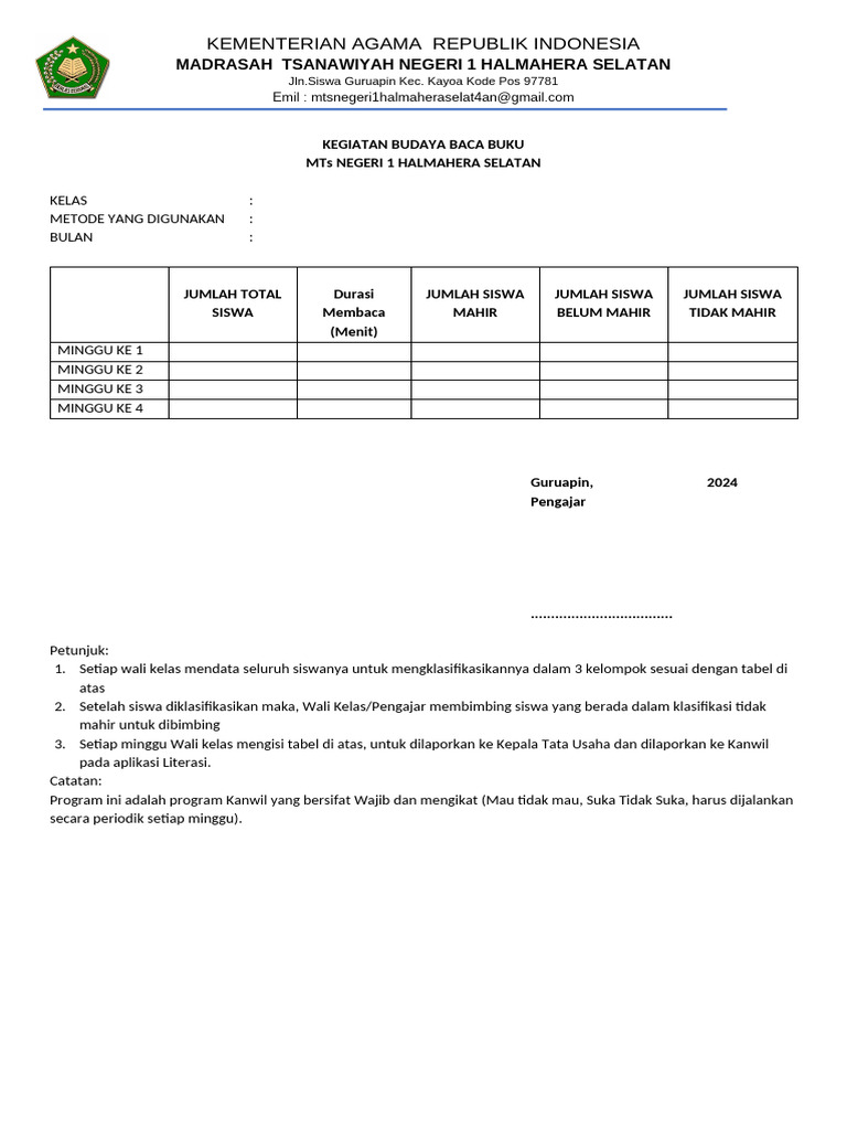 Format Literasi Baca Buku | PDF