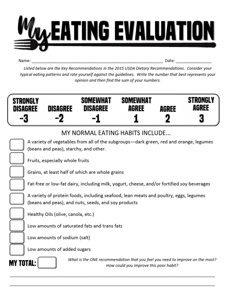 Eating Evaluation and Meal Planning Guide | PDF