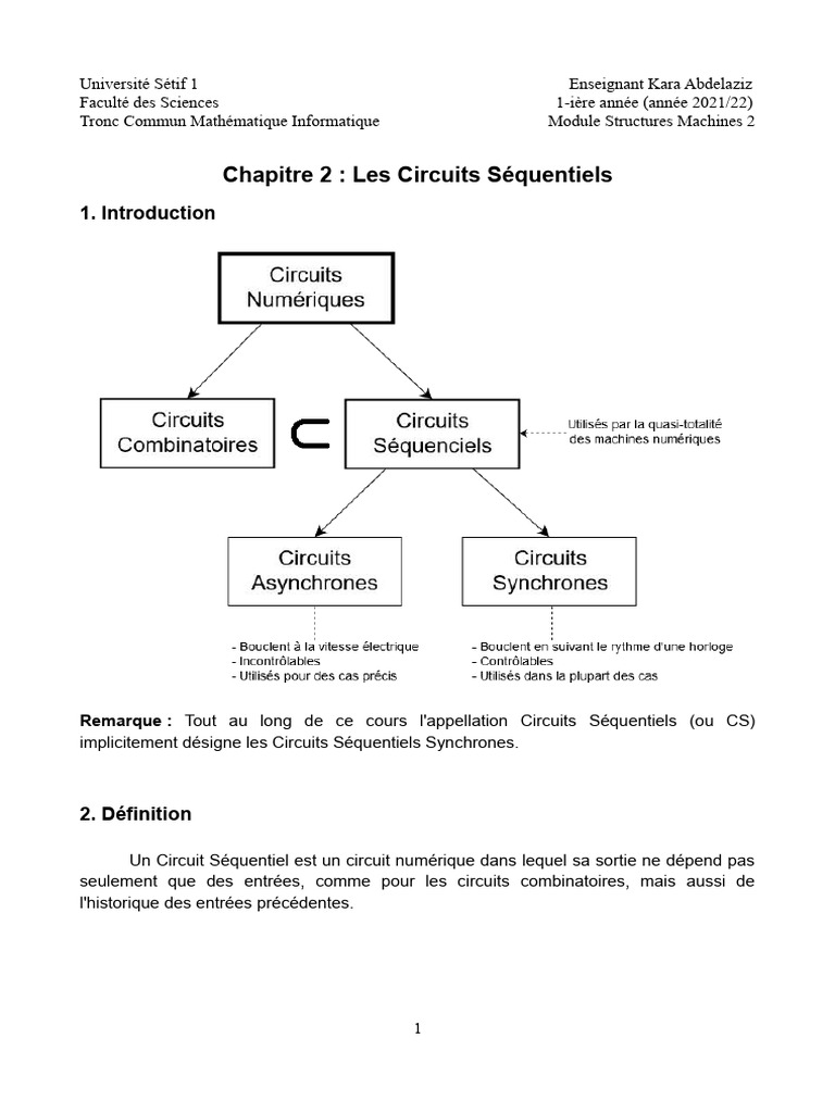 Circuits Séquentiels en Électronique Numérique | PDF | Électronique ...
