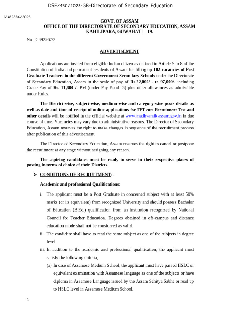 Advt PGT Govt - 3.PDF 2025 | PDF | Academic Degree | Educational Stages