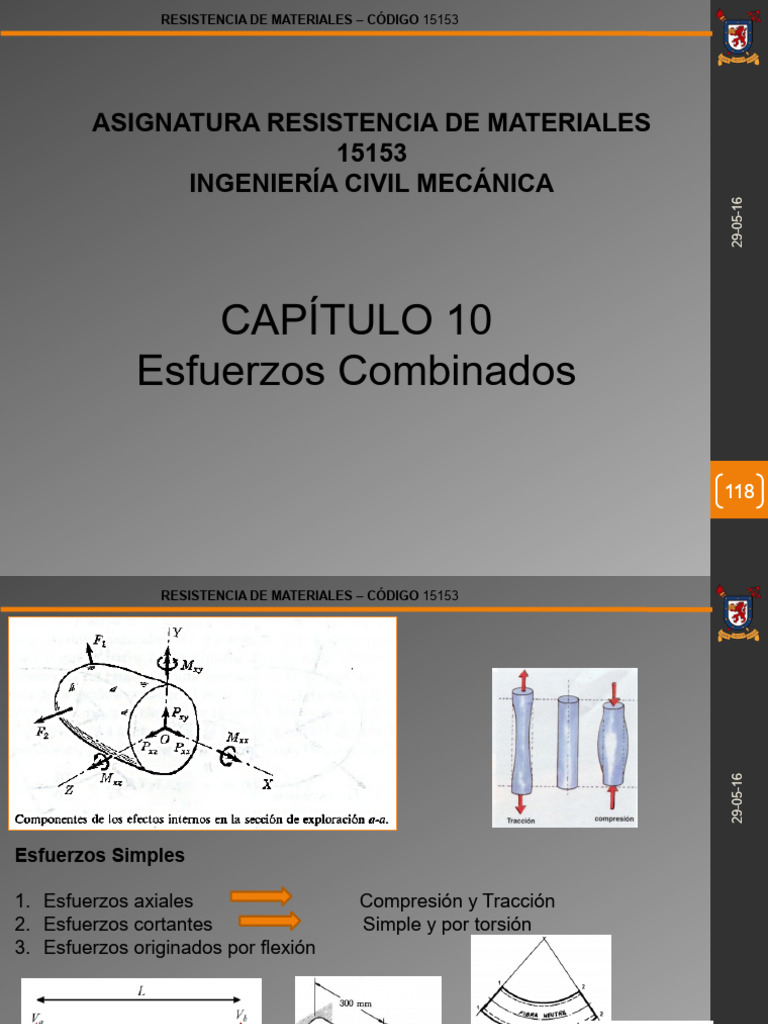 7. Esfuerzos Combinados | PDF | Resistencia de materiales | Viga (Estructura)