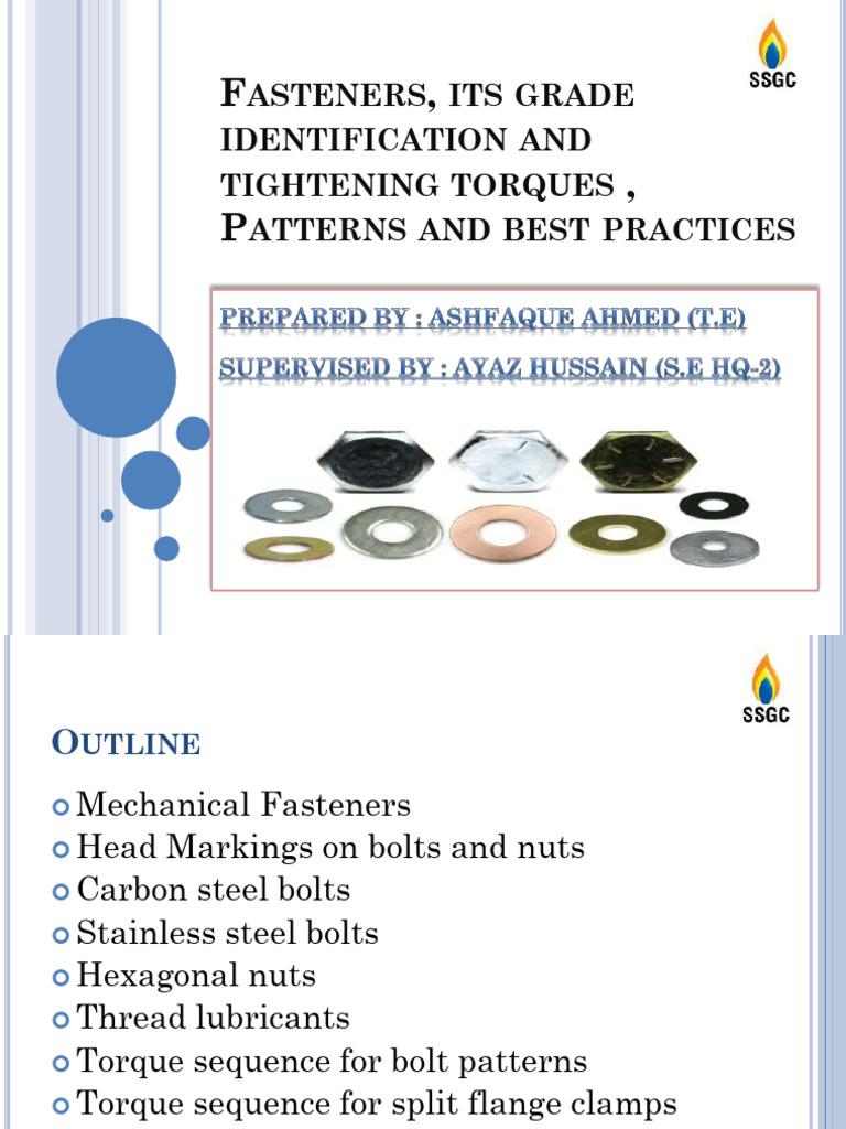 Fasteners, Its Grade Identification and Tightening Torques | PDF ...