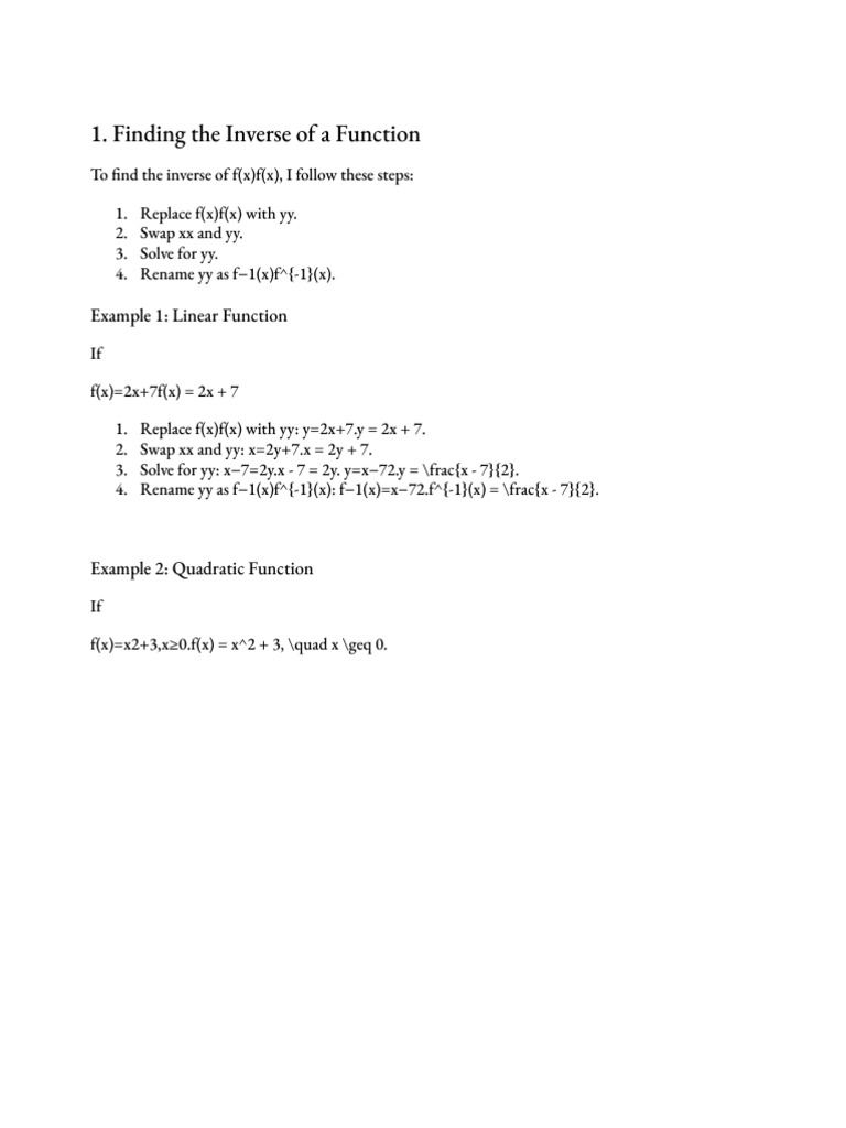 Inverse Functions Practice | PDF