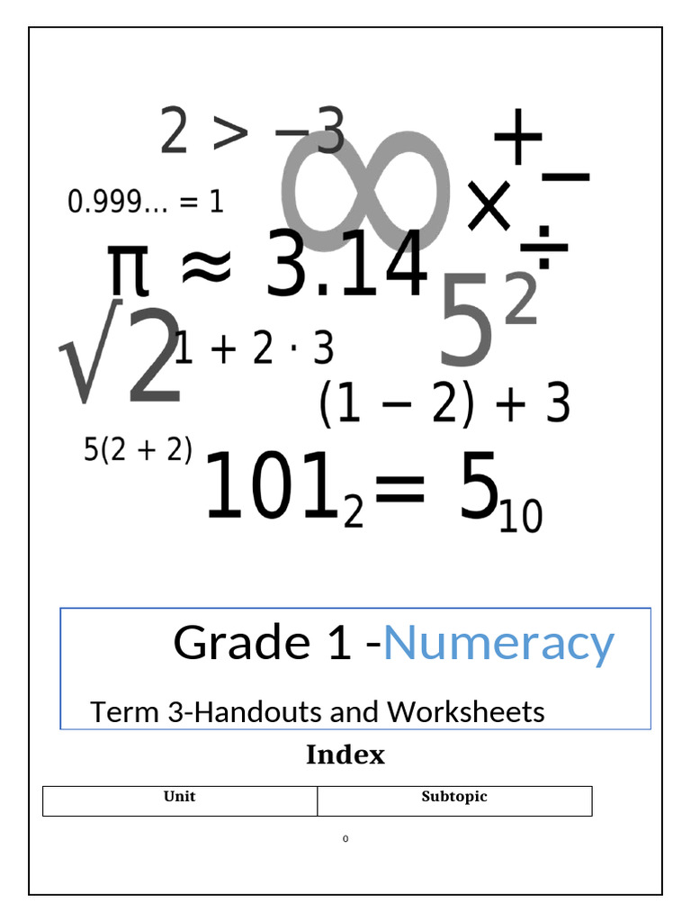 Grade 1 Term 3 Content New | PDF | Money | Mathematics