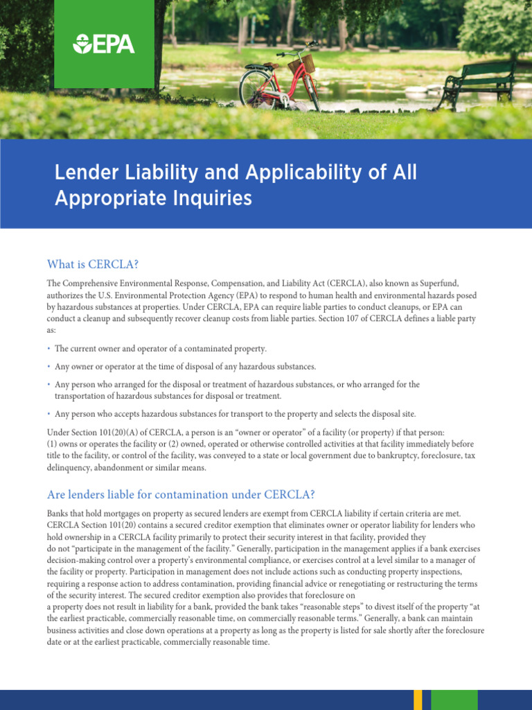 Lender Liability With Pub | PDF | Superfund | Private Law