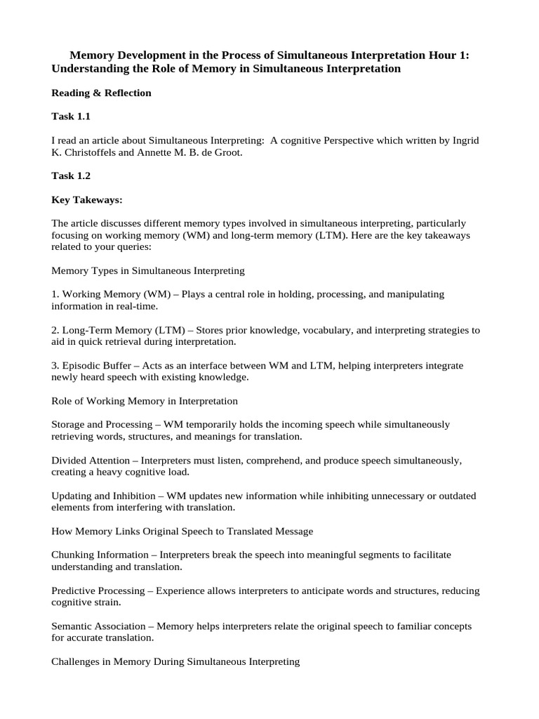 Memory Development in The Process of Simultaneous | PDF | Working Memory | Brain