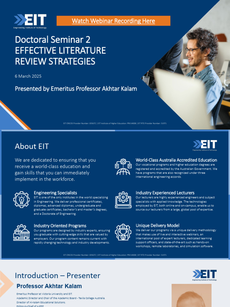 EIT DEng Conference March 25 Presentation With Recording | PDF | Thesis | Literature Review