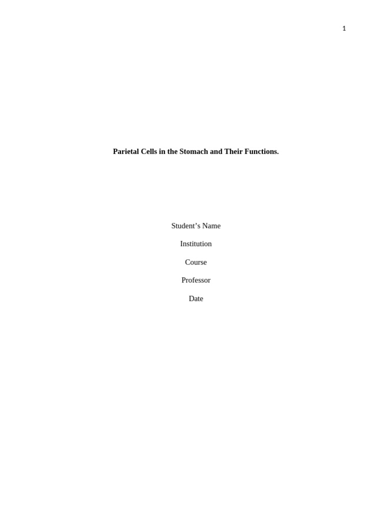 Parietal Cells in The Stomach and Their Functions - Edited | PDF ...