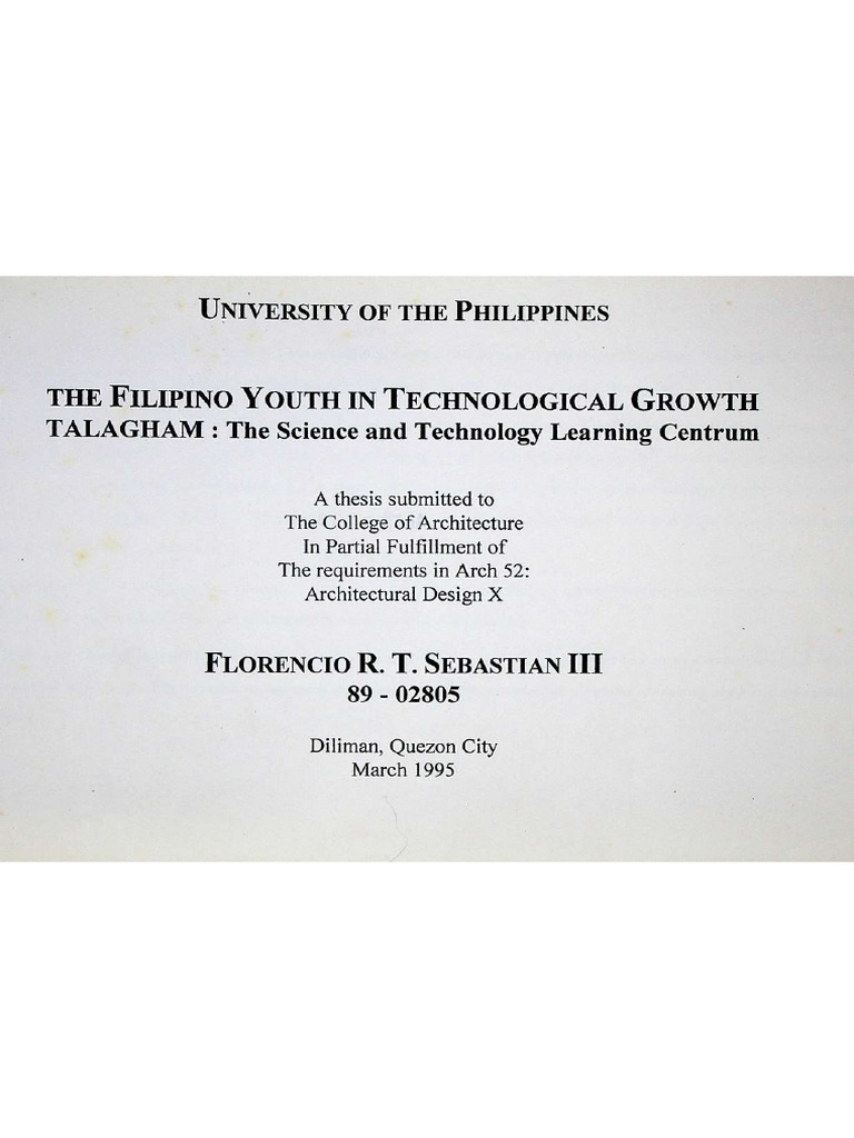 The Filipino Youth in Technological Growth Talagham ; The Science and ...
