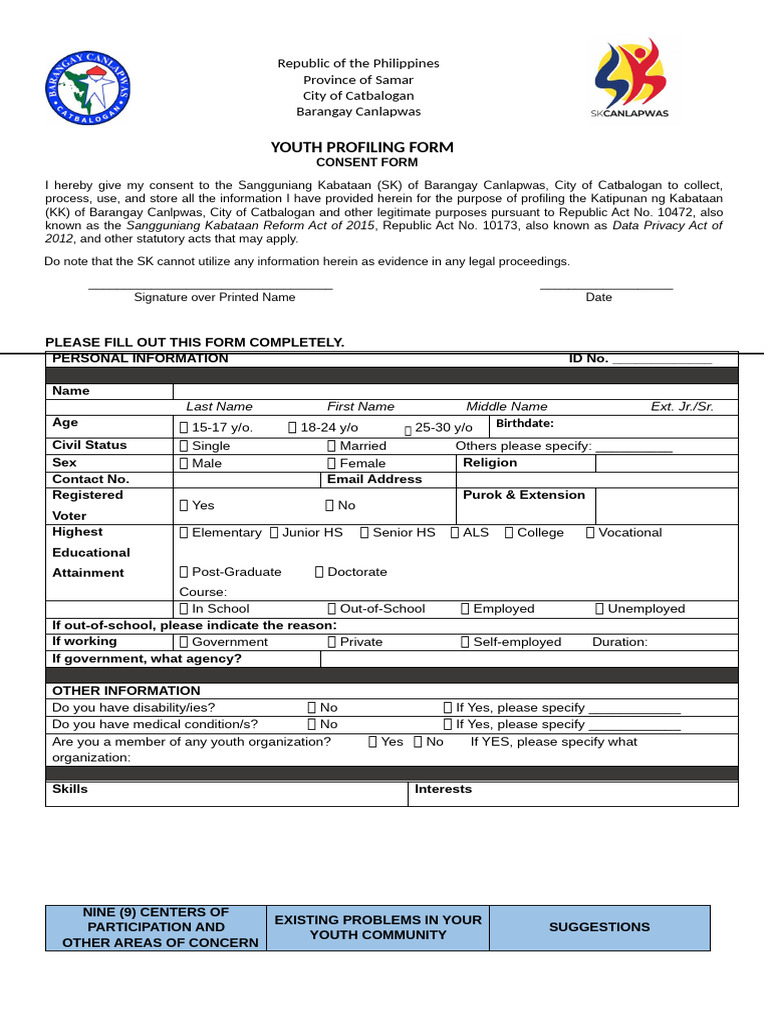 KK Profiling Form After ACBG | PDF | Social Policy
