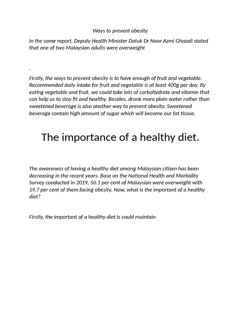 Important of Healthy Diet | PDF
